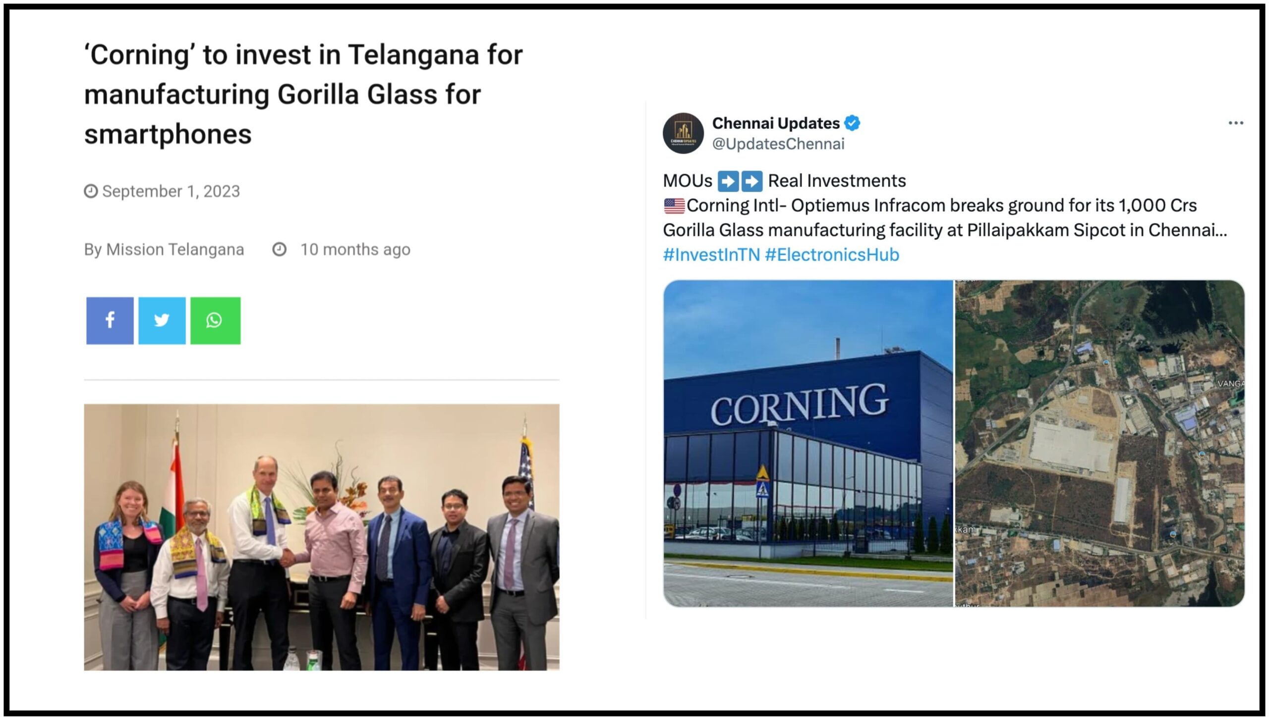 Corning’s investment moves out of Telangana; breaks ground in Tamil ...